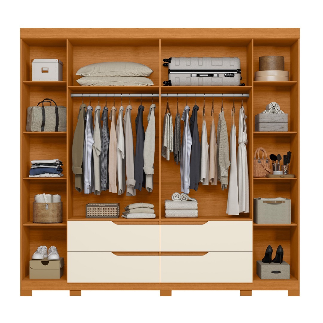 ROPERO DOBLE CASAL 6 PUERTAS CINAMOMO/OFF WHITE MOVELMAX