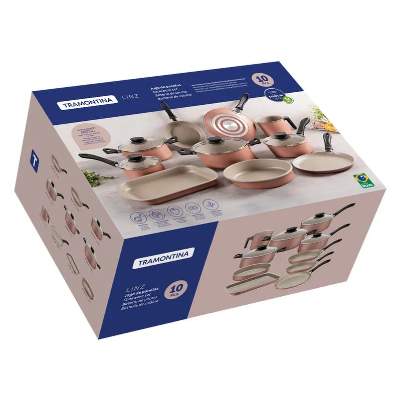 JUEGO DE OLLAS TRAMONTINA 10 PIEZAS LINZ MOCACCINO TA28299/307